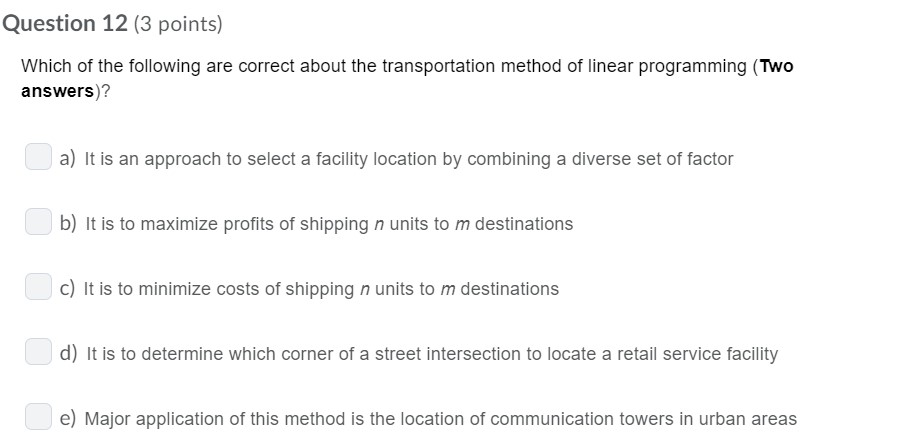 Solved Question 12 (3 points) Which of the following are | Chegg.com