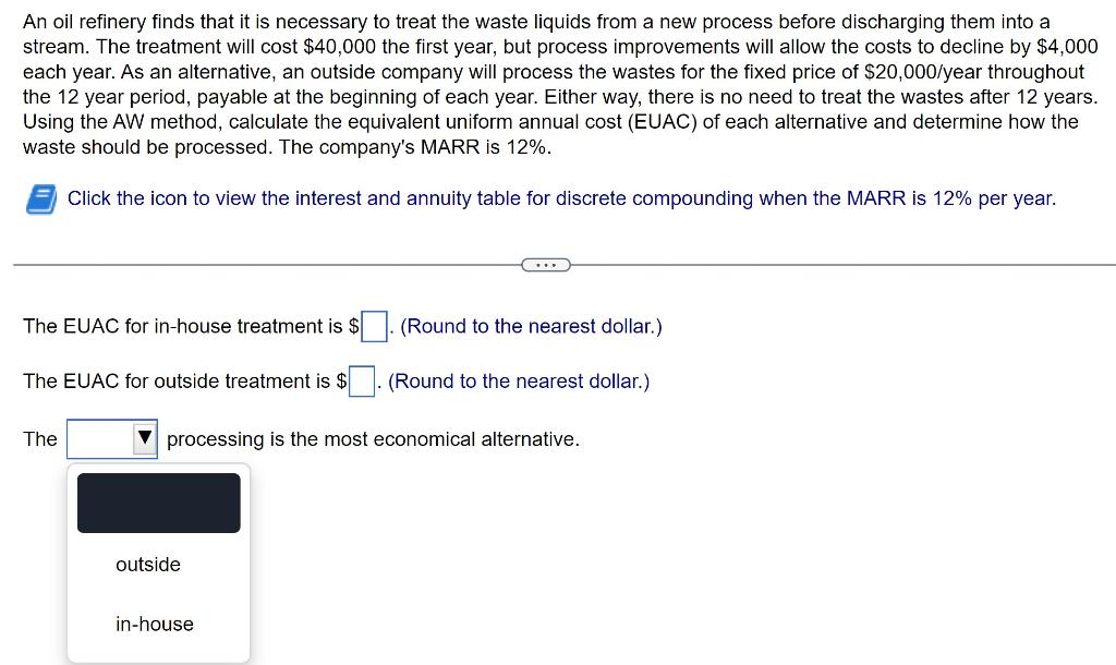 Solved An oil refinery finds that it is necessary to treat | Chegg.com