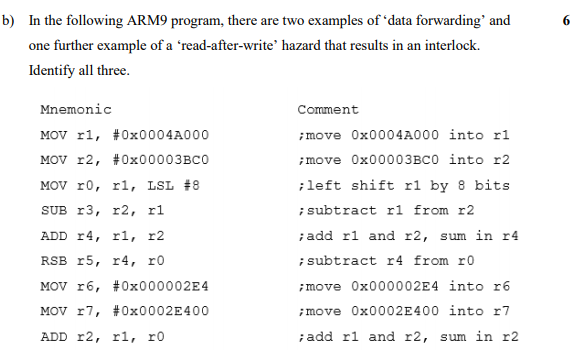 b) In the following ARM9 program, there are two | Chegg.com