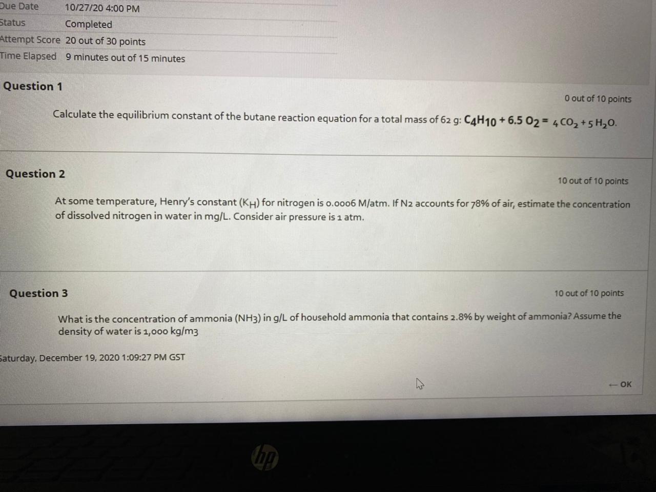 Solved Due Date 10/27/20 4:00 PM Status Completed Attempt | Chegg.com