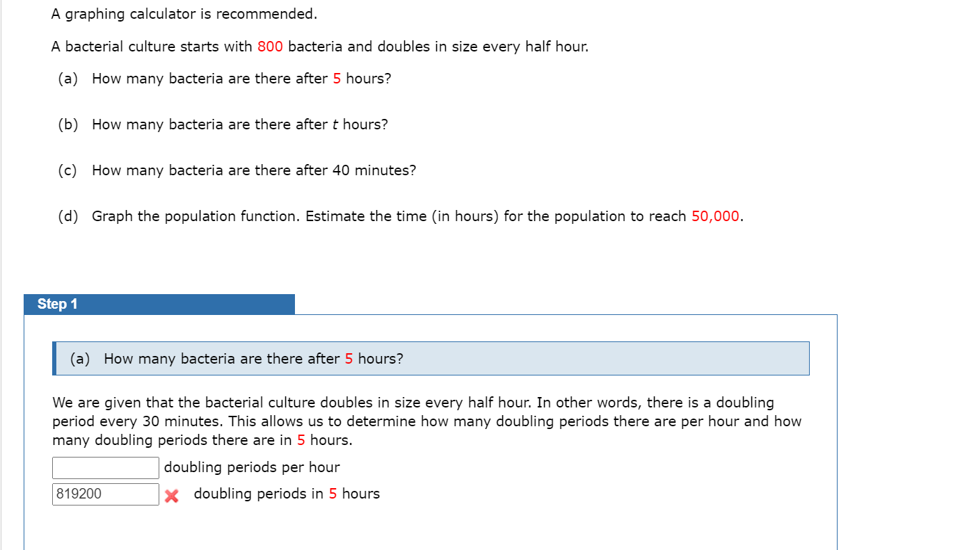 Solved A Graphing Calculator Is Recommended A Bacterial