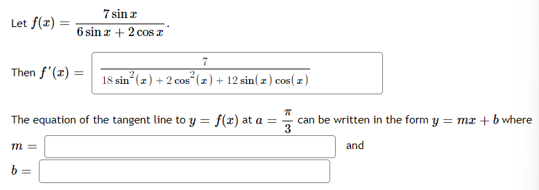 Solved Let f(x)=6sinx+2cosx7sinx. Then | Chegg.com