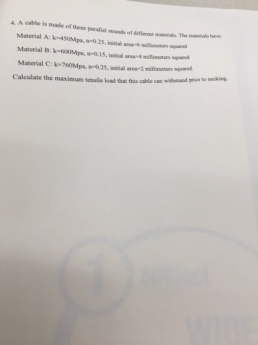 Solved A cable is made of three parallel strands of | Chegg.com