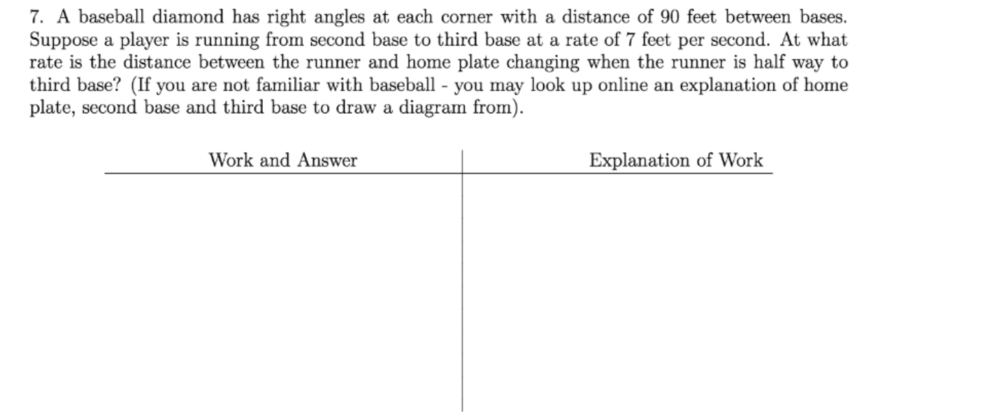Solved 7. A baseball diamond has right angles at each corner | Chegg.com