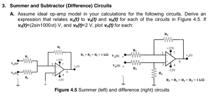 Solved 3. Summer and Subtractor (Difference) Circuits A. | Chegg.com