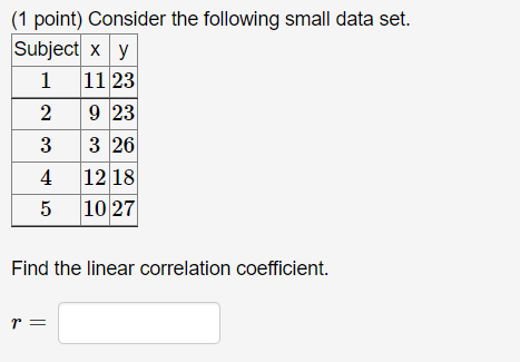 Solved Consider the following small data set. Find the | Chegg.com