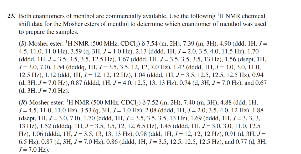 Solved 23. Both enantiomers of menthol are commercially | Chegg.com
