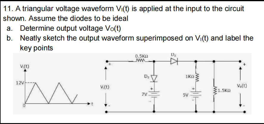Solved A triangular voltage waveform Vl(t) is ﻿applied at | Chegg.com