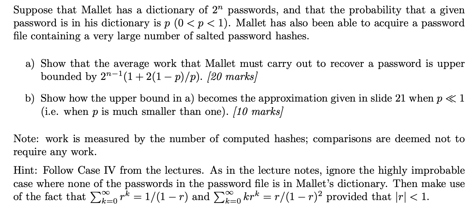 Solved Suppose that Mallet has a dictionary of 2n | Chegg.com