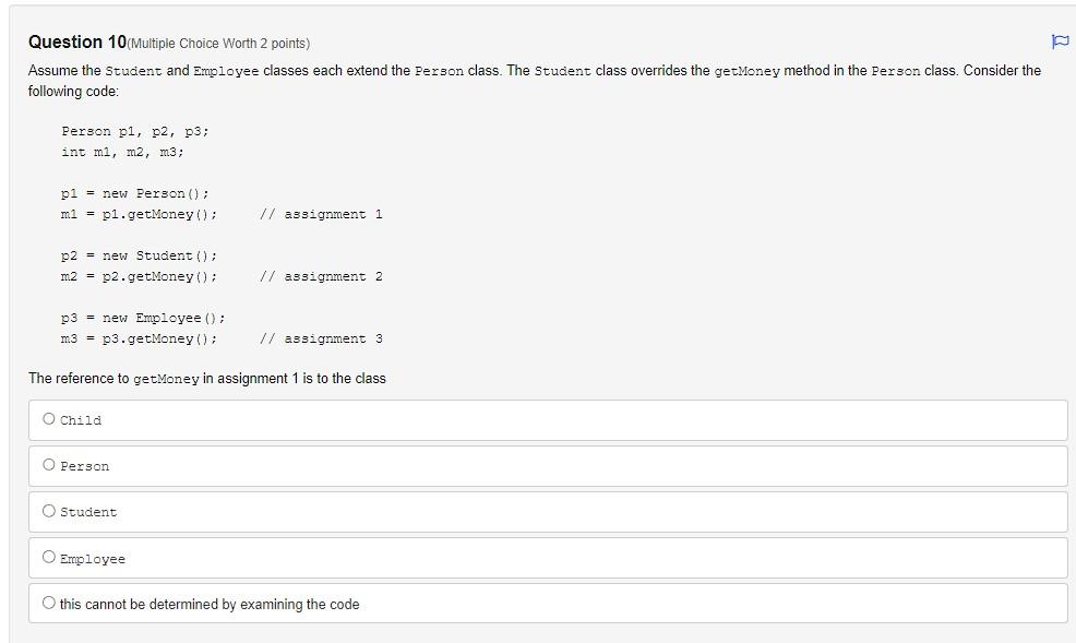 Solved Question 9 (Multiple Choice Worth 2 points) Assume | Chegg.com
