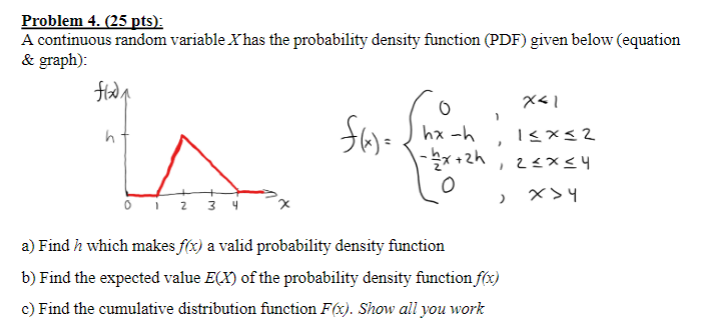 A continuous random variable Xhas the probability | Chegg.com