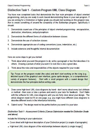 Object Oriented Programming Toplo 5 Distinction Task | Chegg.com