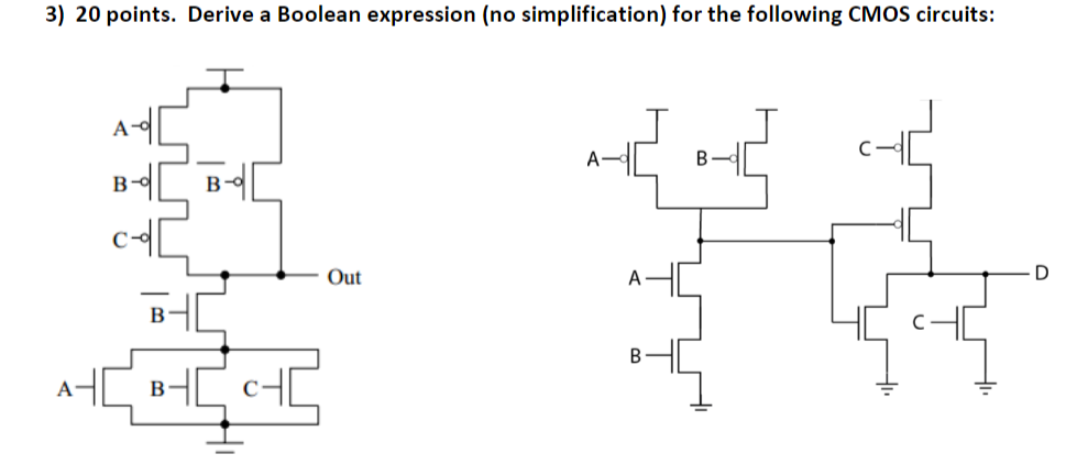 Solved 3) 20 points. Derive a Boolean expression (no | Chegg.com