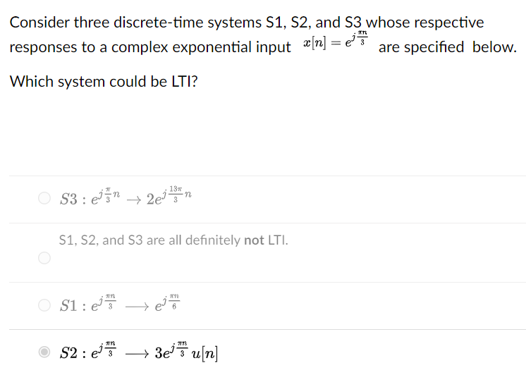 Solved Consider three discrete-time systems S1, S2, and S3 | Chegg.com