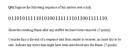 Solved Q4) Suppose the following sequence of bits arrives | Chegg.com