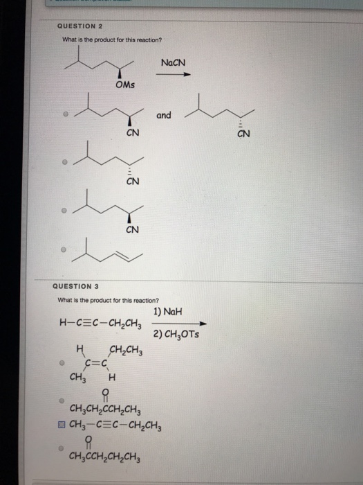 Solved QUESTION 2 What is the product for this reaction? | Chegg.com