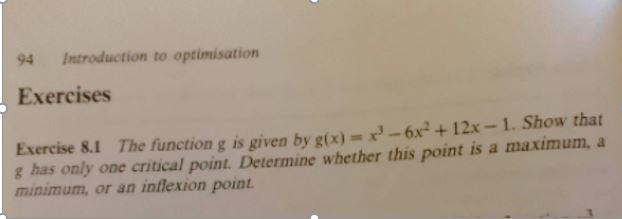 Solved Introduction to optimisation Exercises Exercise 8.1 | Chegg.com