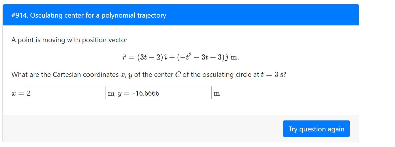 Solved #914. Osculating center for a polynomial trajectory A | Chegg.com