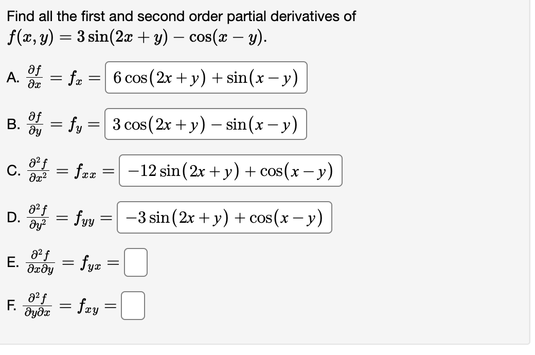 Solved Find all the first and second order partial | Chegg.com