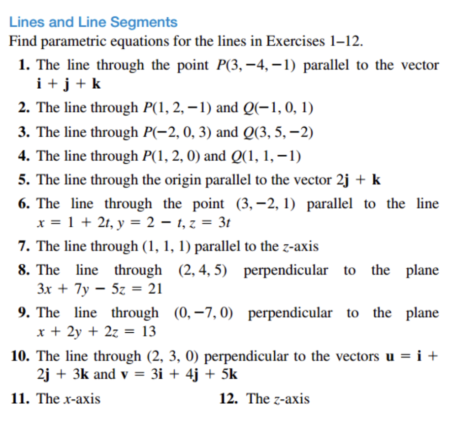 Solved - Lines and Line Segments Find parametric equations | Chegg.com