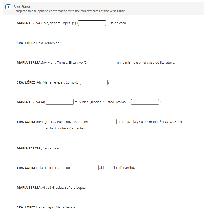 Al teléfono Complete this telephone conversation with | Chegg.com