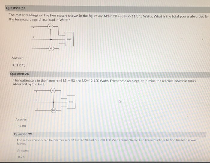 Solved estion 27 The meter readings on the two meters shown | Chegg.com