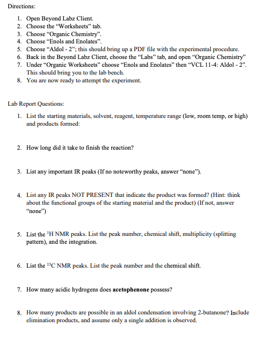 CHEM 3112-71909 Experiment 13: Aldol Enolizable | Chegg.com