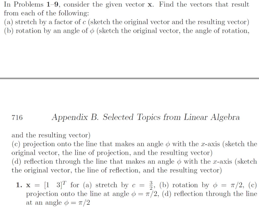 Solved In Problems 1-9, consider the given vector x. Find | Chegg.com