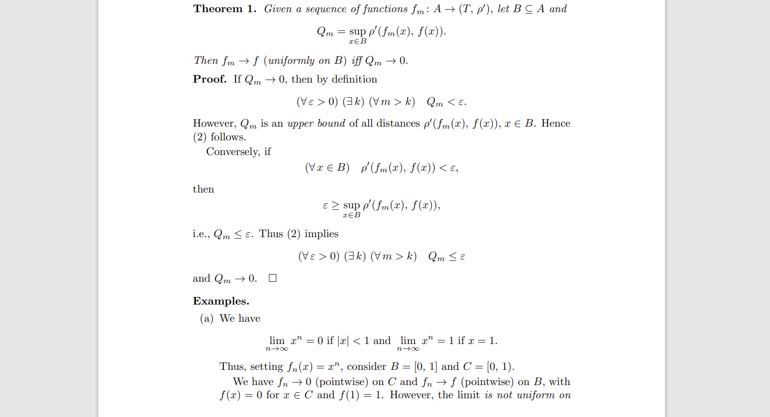 3. Using Theorem 1, discuss limn→∞fn on B and C (as | Chegg.com