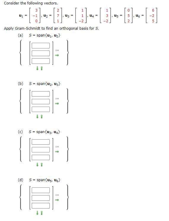 Solved Consider the following vectors. 3 2 1 5 - 1 u3 , US м | Chegg.com