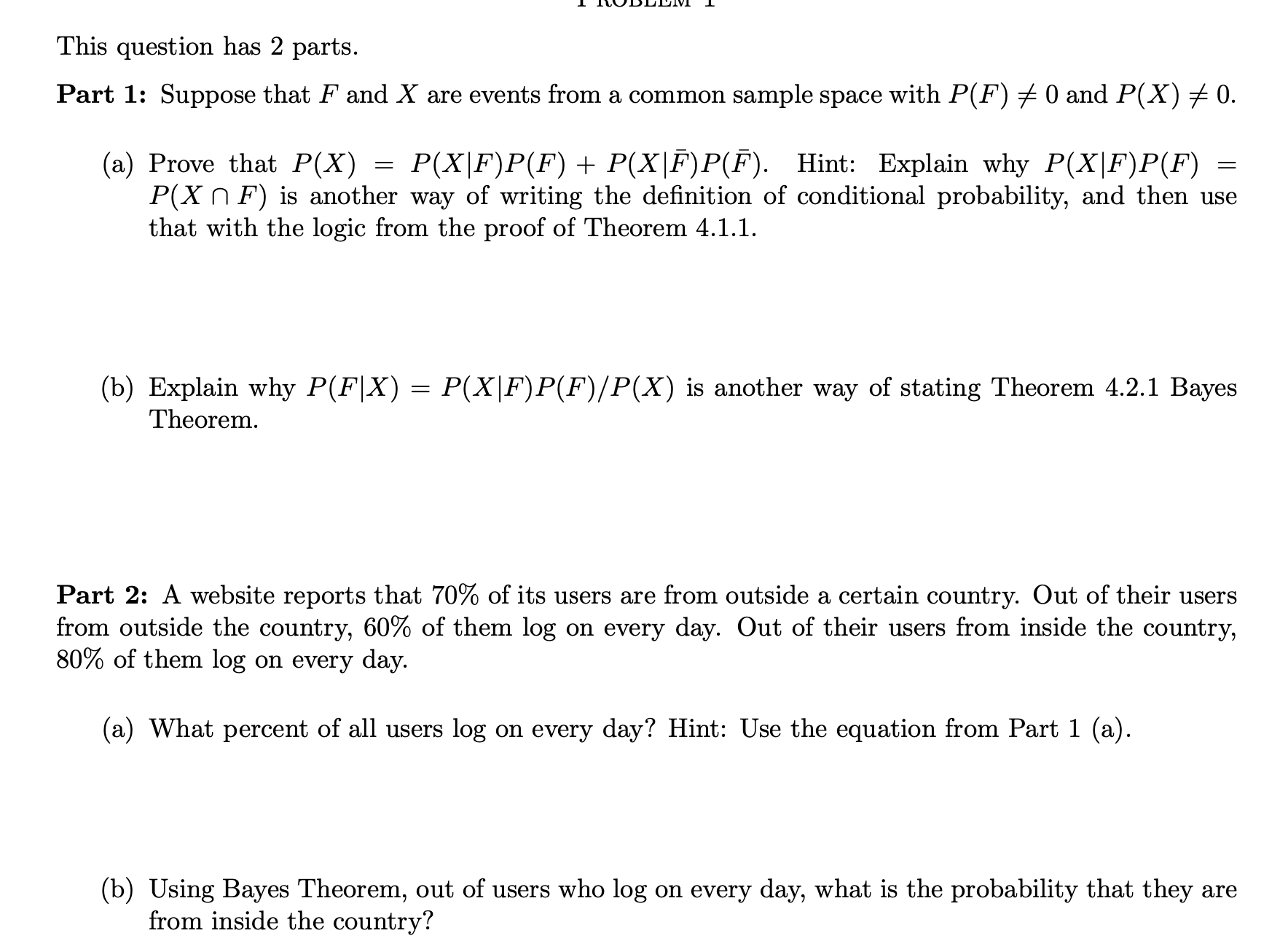 Solved This question has 2 parts. Part 1: Suppose that F and | Chegg.com