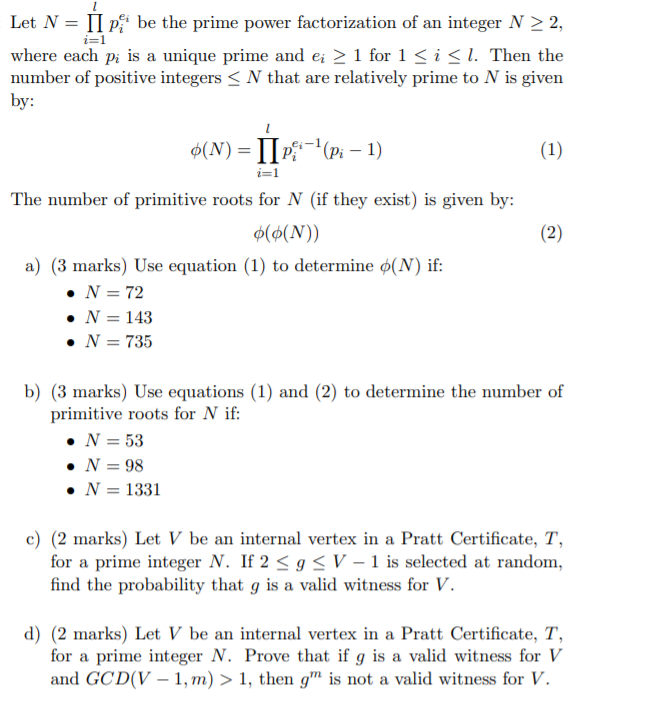 Solved Let N = II po be the prime power factorization of an | Chegg.com