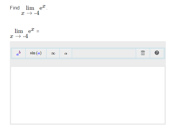Solved Find limx→-4ex.limx→-4ex= | Chegg.com