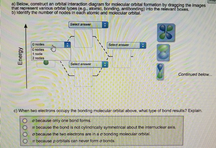Solved a) Below, construct an orbital interaction diagram | Chegg.com