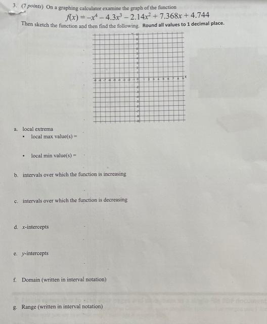Solved 3. (points) On a graphing calculator examine the | Chegg.com