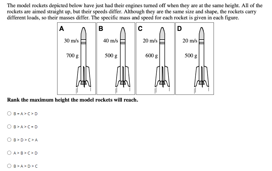 Solved The Model Rockets Depicted Below Have Just Had Their Chegg