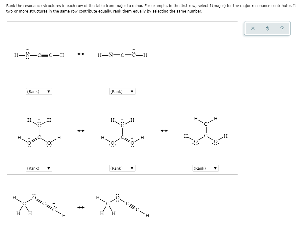 Solved Rank the resonance structures in each row of the | Chegg.com