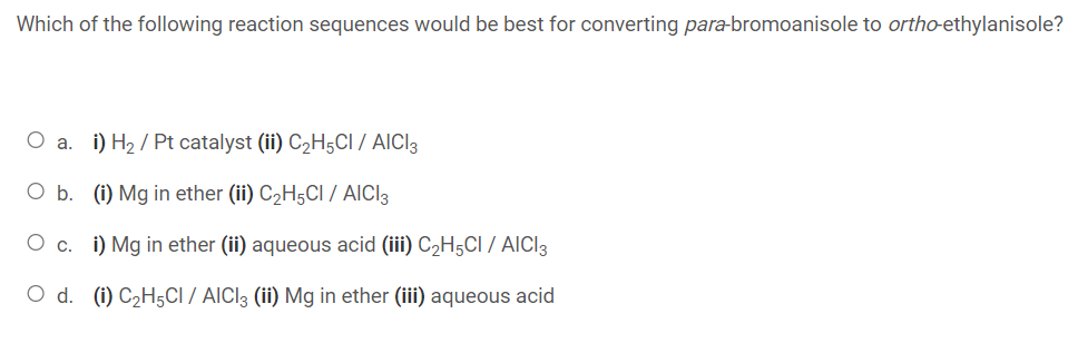 Solved Which of the following reaction sequences would be | Chegg.com