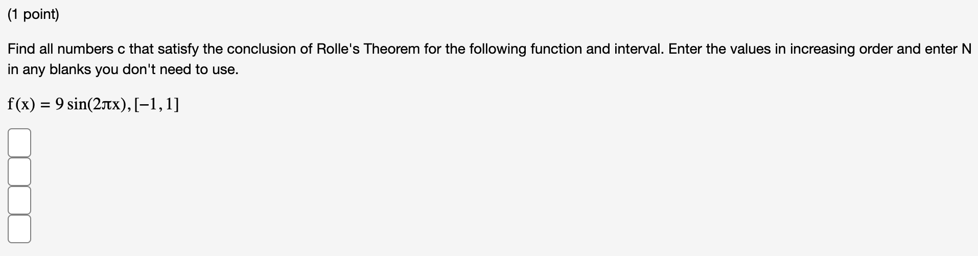 Solved (1 ﻿point)Find all numbers c ﻿that satisfy the | Chegg.com