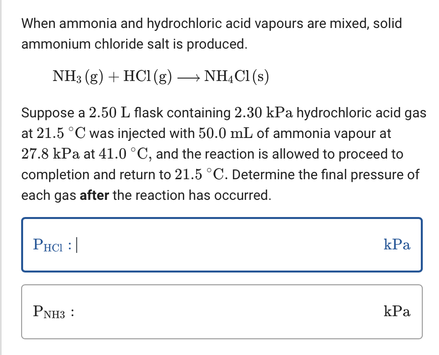 Solved When ammonia and hydrochloric acid vapours are mixed, | Chegg.com