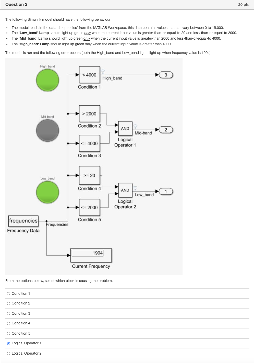Solved Question 3 20 pts The following Simulink model should | Chegg.com