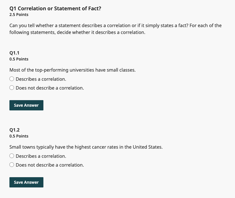 Solved Q1 Correlation or Statement of Fact? 2.5 Points Can | Chegg.com