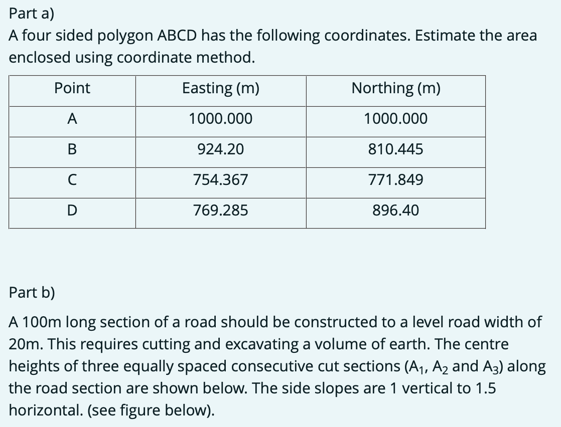 Solved Part a) A four sided polygon ABCD has the following | Chegg.com