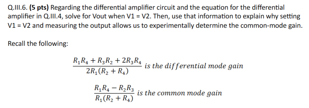 Solved Q.III.4. (5 pts) Given the following differential | Chegg.com