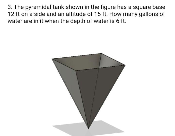 Solved 3. The pyramidal tank shown in the figure has a | Chegg.com