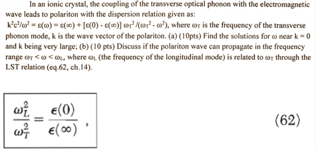 Solved In an ionic crystal, the coupling of the transverse | Chegg.com