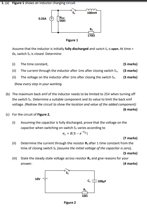 Solved (a) ﻿Figure 1 ﻿shows an inductor charging | Chegg.com