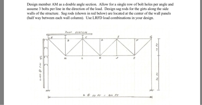 Design member AM as a double angle section. Allow for | Chegg.com
