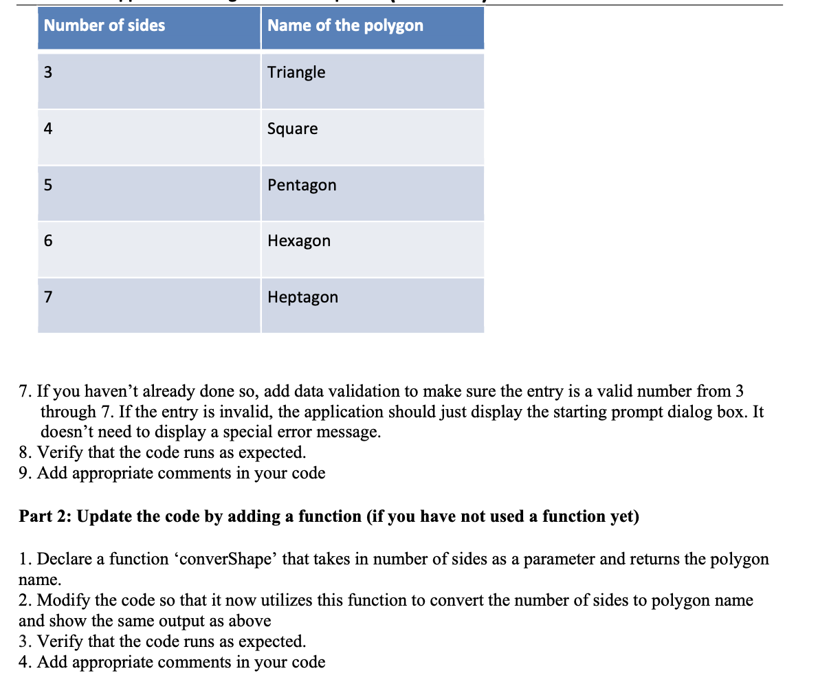 Solved To start, this application should display a prompt | Chegg.com