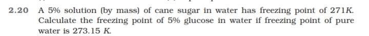Solved 2.20 A 5% solution (by mass) of cane sugar in water | Chegg.com